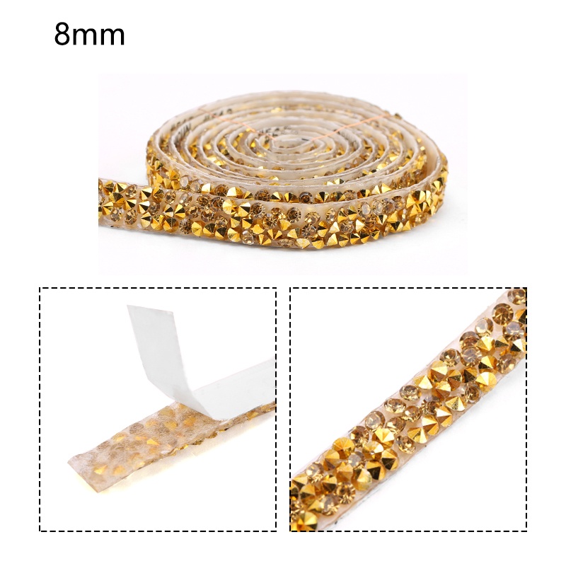 QIAO Self-adhesive Rhinestones Trim Glitter Crystal Tape Strass Ribbon ...