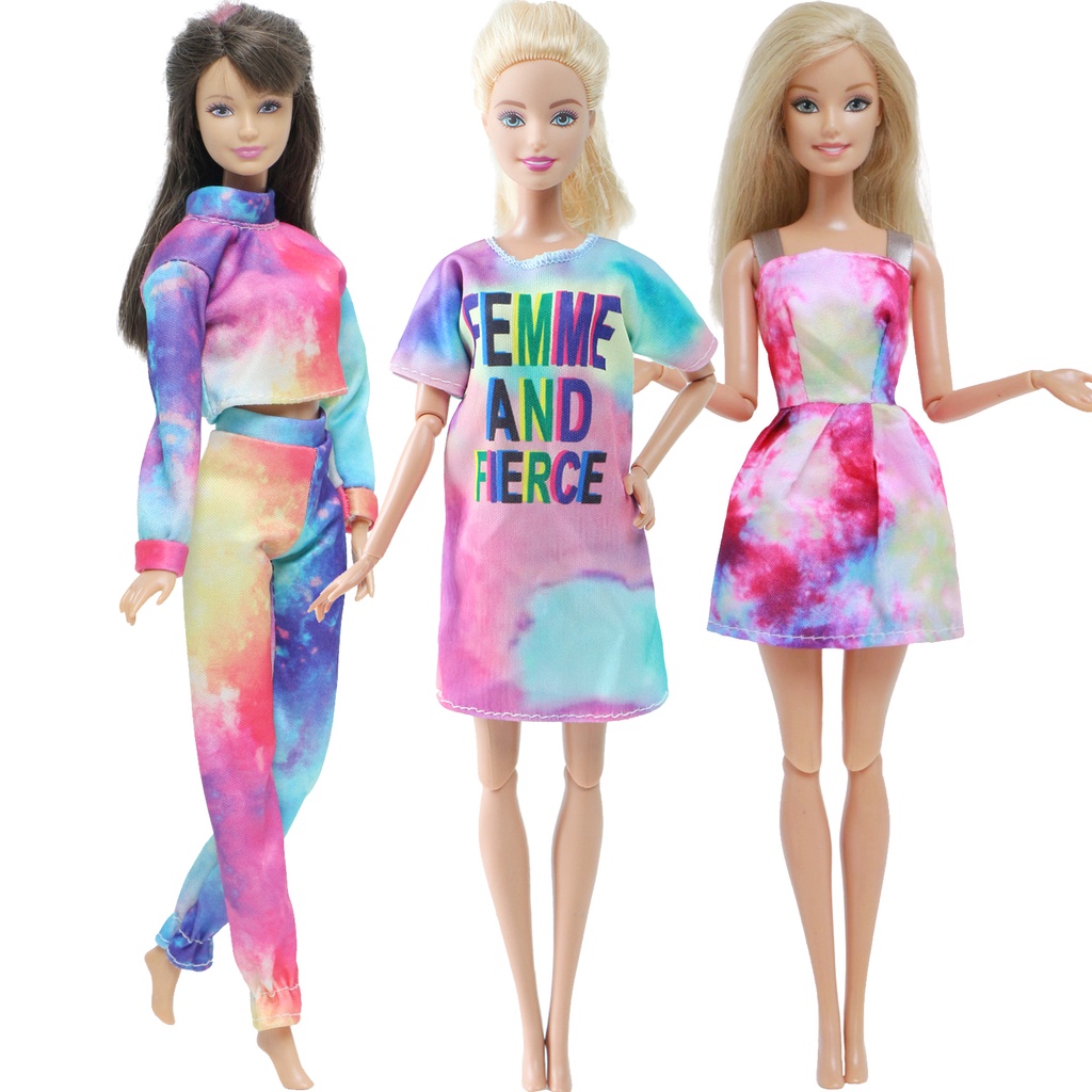 3 Pcs/Set 12 Inch Doll Clothing Outfit Summer Mini Dress Shirt Pants ...