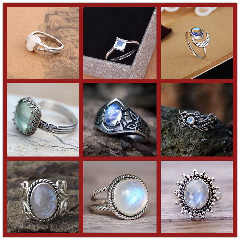 925 Silver Moonstone Ring Ornament | Shopee Philippines