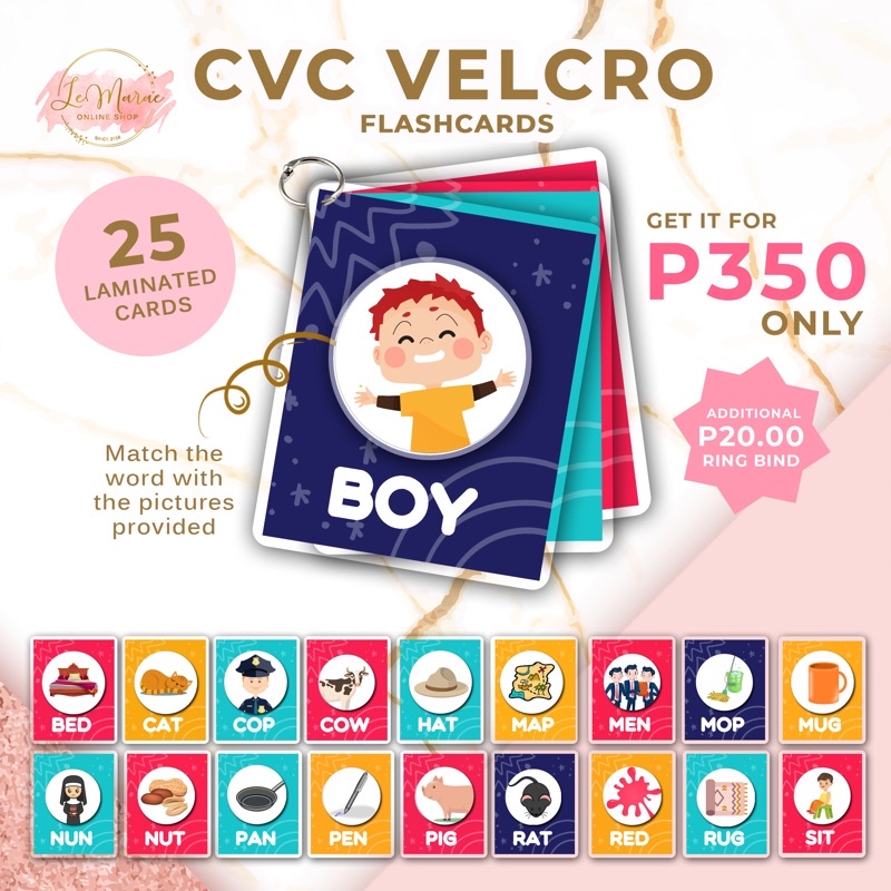 CVC VELCRO CARDS Laminated Flashcards Interactive Educational Toys Kids ...