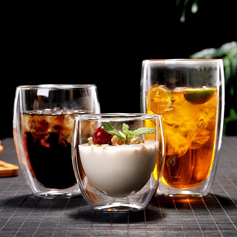 250ml double-layer glass cup double-layer transparent coffee cup heat ...