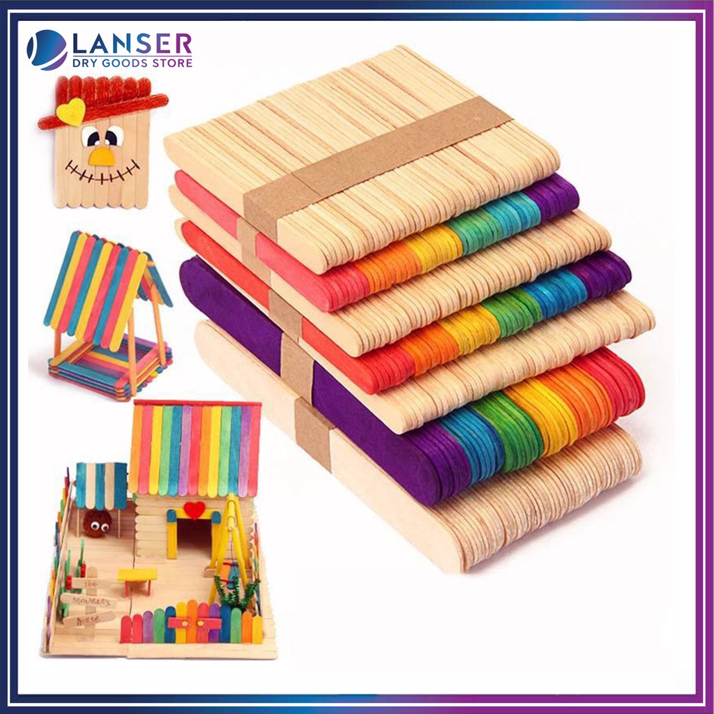 【LS】50pcs/pac Popsicle sticks colored | Shopee Philippines