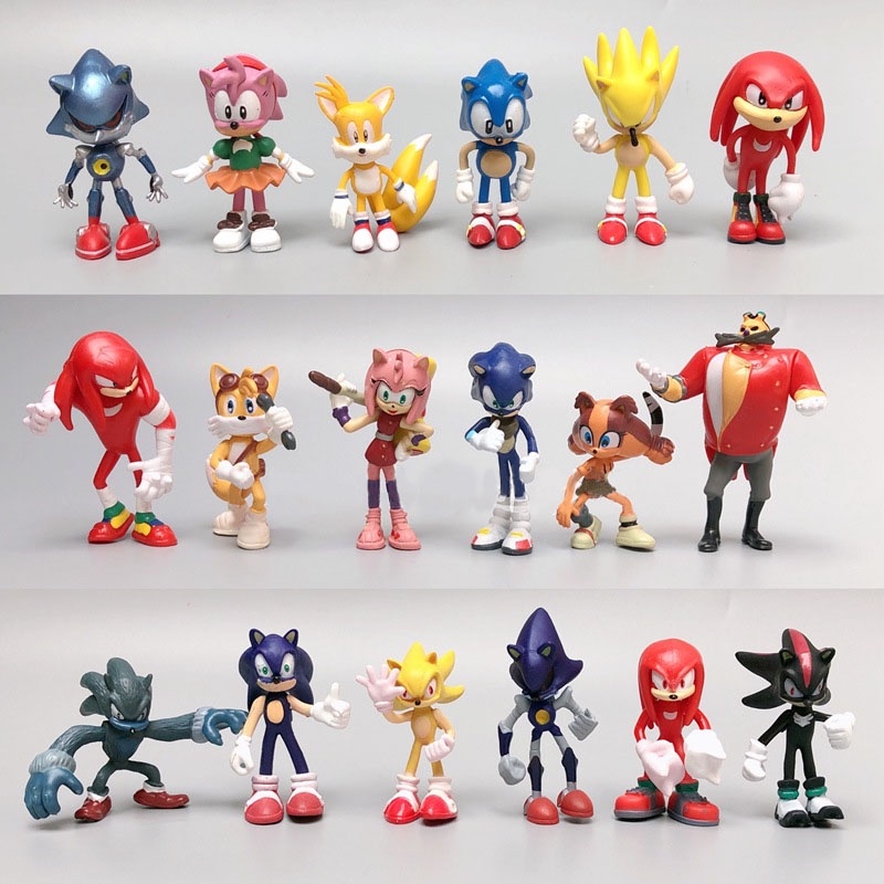 6pcs/set Sonic the Hedgehog Toys Amy Tails Mephiles Knuckles PVC Figure ...