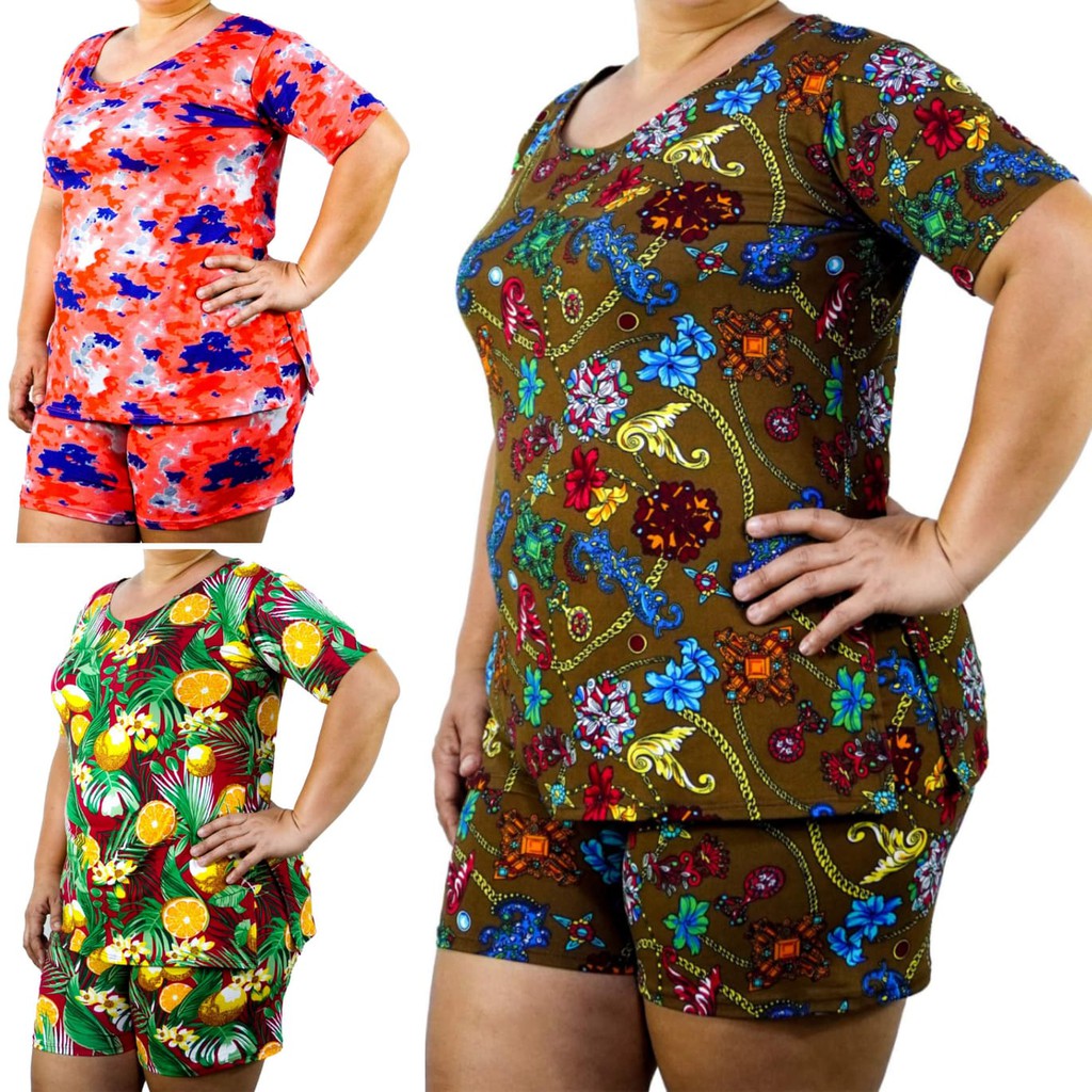 H&H #4970 Plus Size Tshirt Shorts Terno Pambahay Damit Short | Shopee ...