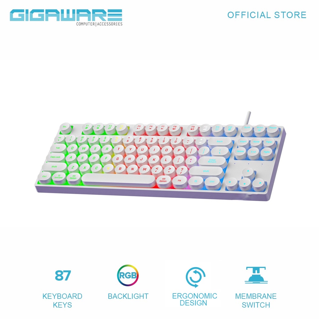 Dark Alien DK100 87 Keys Retro Punk Keyboard RGB LED Suspended Membrane ...