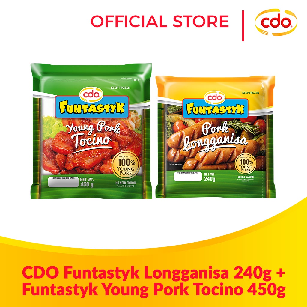 Cdo Funtastyk YP Tocino 450g + Funtastyk Pork Longganisa 240g Bundle | Shopee Philippines