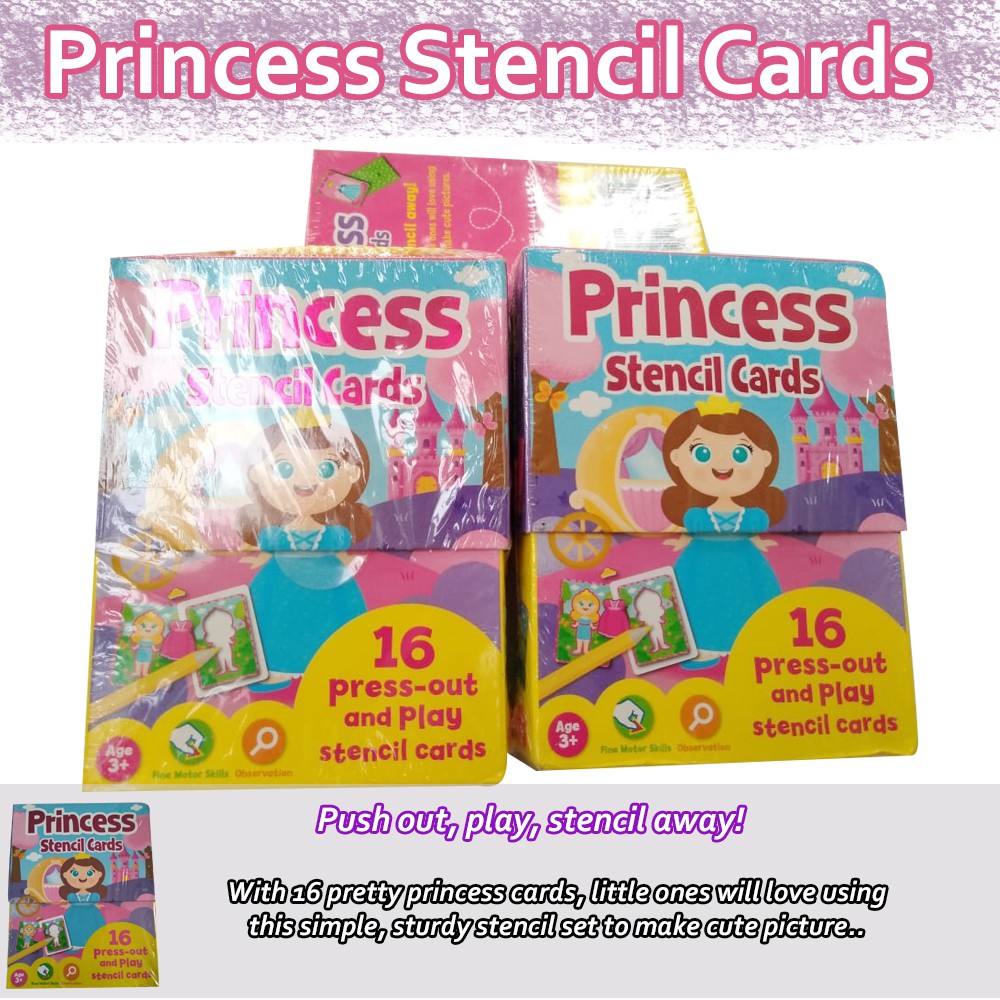 Princess Stencil Cards 16 Press-out and Play Stencil Card bbw | Shopee ...