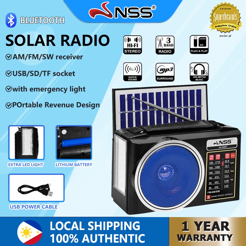 NSS solar radio FM/AM/SW3 band radio with USB/TF music player and LED ...
