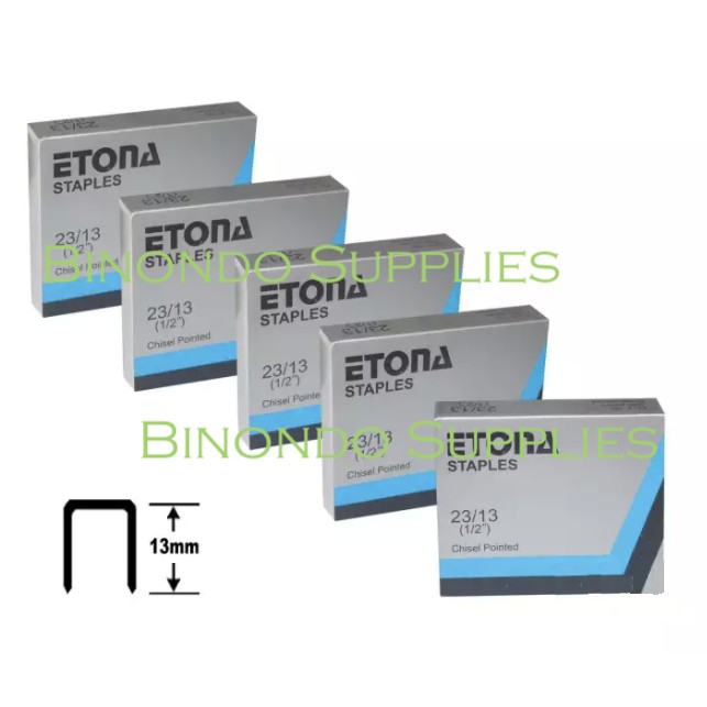 Etona Heavy Duty Staple Wire 23/13 13mm (1000 pieces X 5 box) | Shopee ...