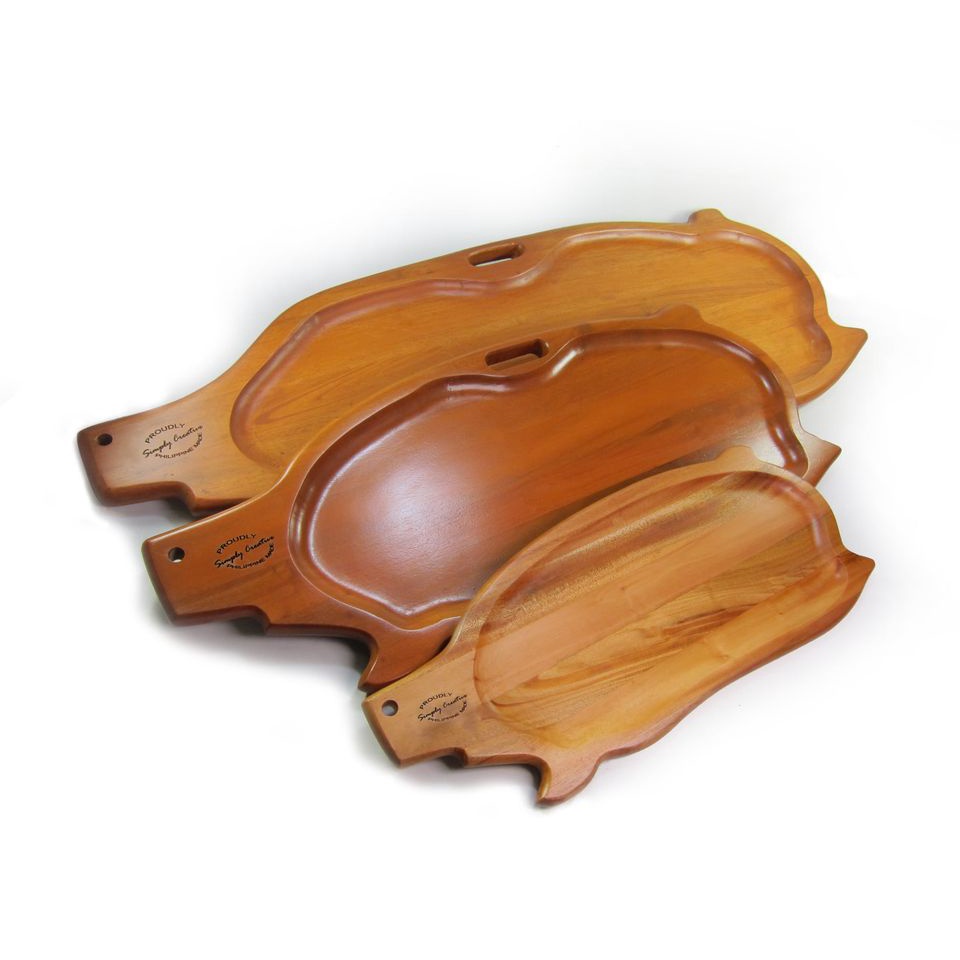 Simply Creative Wooden Lechon Trays Set (Large, Small, Belly Size) Pig ...