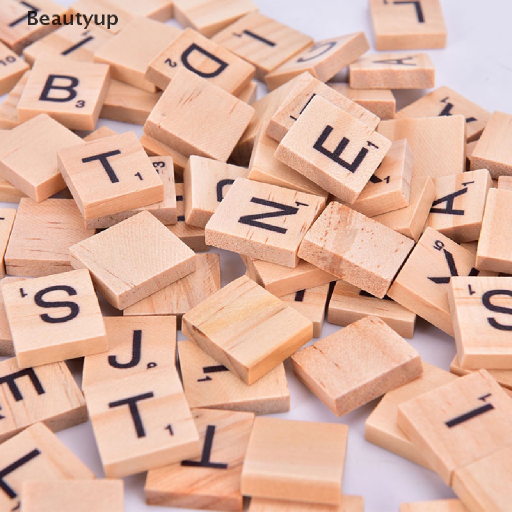 [Beautyup] 100Pcs Wooden Alphabet Scrabble Tiles Black Letters ...