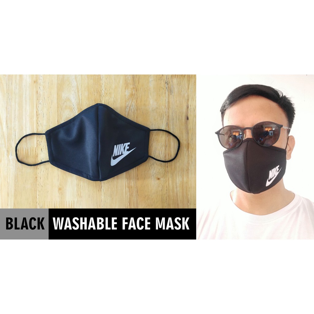 Black with Logo Washable Neoprene Breathable and Comfortable Face Mask ...
