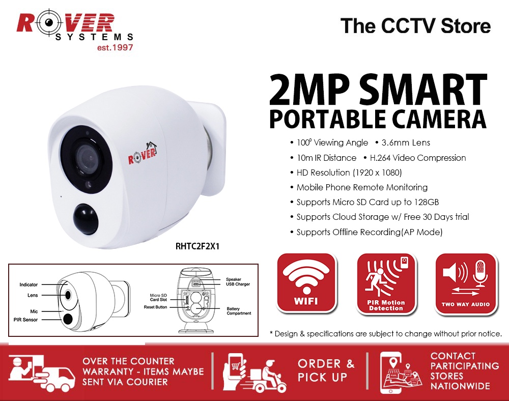 Rover Systems 2MP Smart IP Portable Battery Operated Camera Wireless ...