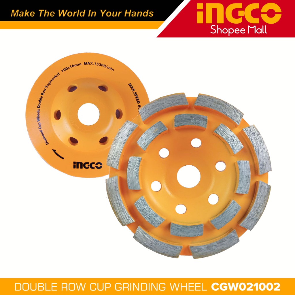 Ingco Double Row Cup Grinding Wheel Segmented Grinding Wheel 4-Inch ...