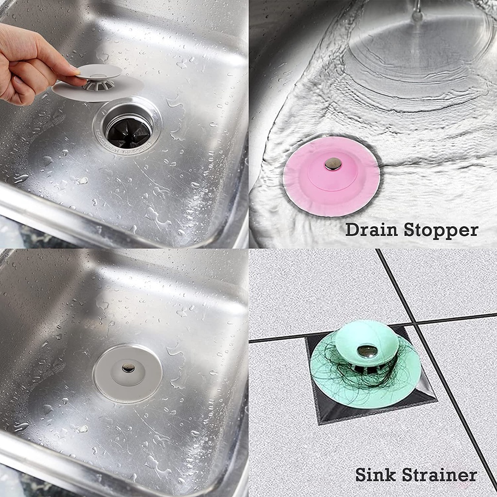 1 Pc Silicone Bathroom Sink Plug Bath tub Water Stopper Hair Trap Cover ...