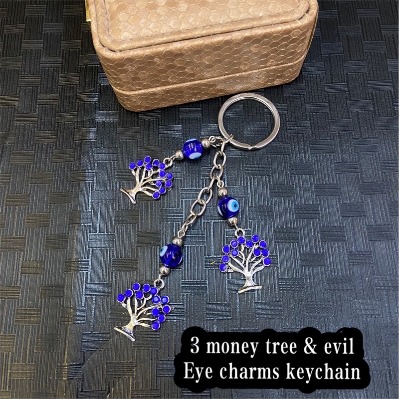 Evil eye & money tree 3 charms lucky charm keychain | Shopee Philippines