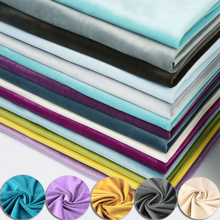 Soft Skin Friendly Solid Color Velvet Fabric Material Craft Cloth Dress ...