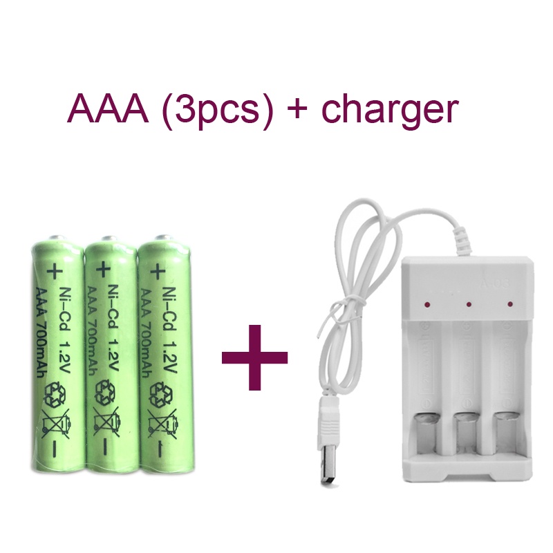 Triple AAA Rechargeable Battery Charger Full Set 600mah AAA Batteries ...
