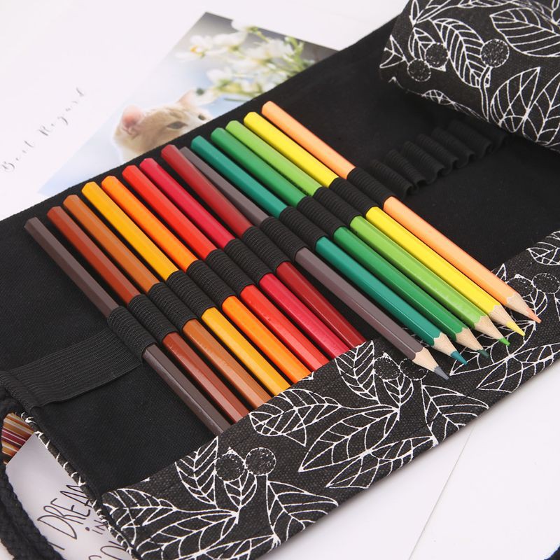SS Leaf School Pencil Case Roller Canvas Roll Up Makeup Canvas Pen Bag ...