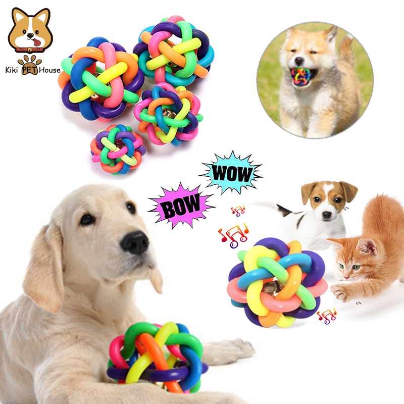 Pet Dog Toy Colorful Bell Toy Rainbow Bell Rubber Bell Toy Dog Molar ...