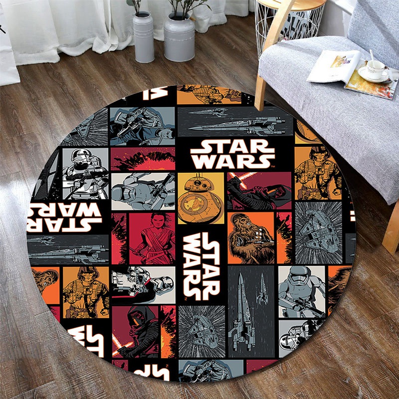 Customized Star Wars White Soldier Round Carpet Black Samurai Living ...