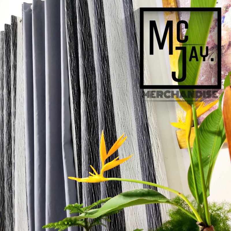 MCJAY - 3in1 Black and White Minimalist Ring Curtain Set (6ft/6.6ft/7ft ...
