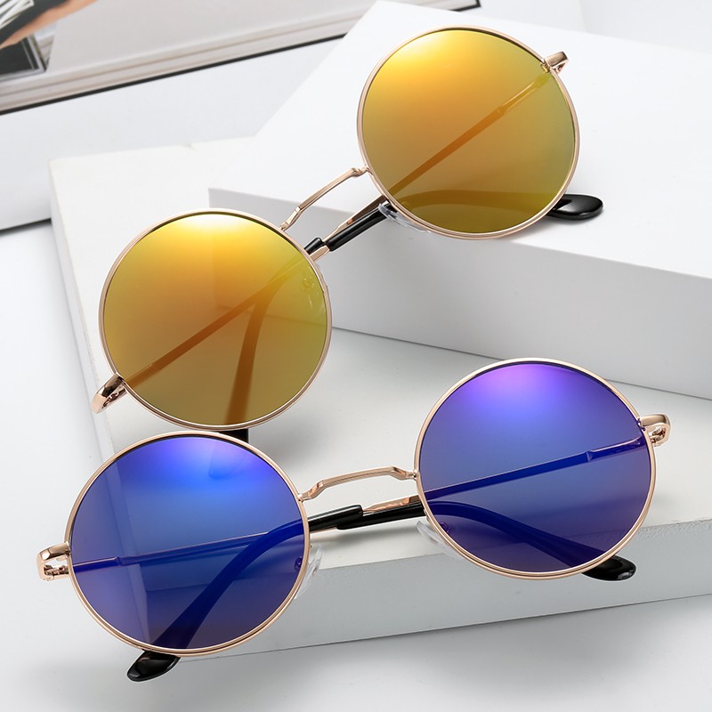 Fashion Sunglasses Small Round Metal Frames Colorful Lens Vintage ...