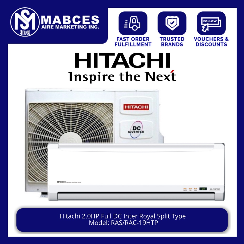 Hitachi 2HP Royal Wall Mounted Split Type Full DC Inverter Aircon RAS/RAC-19HT/HTP | Shopee ...