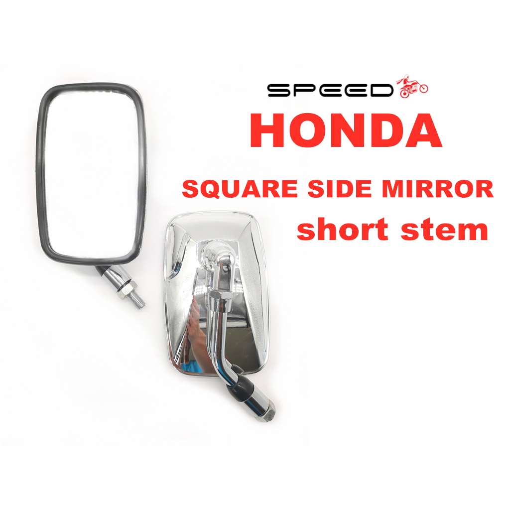 SpeedMOTO Square side mirror Short Stem For Motorcycle HONDA Silver A ...
