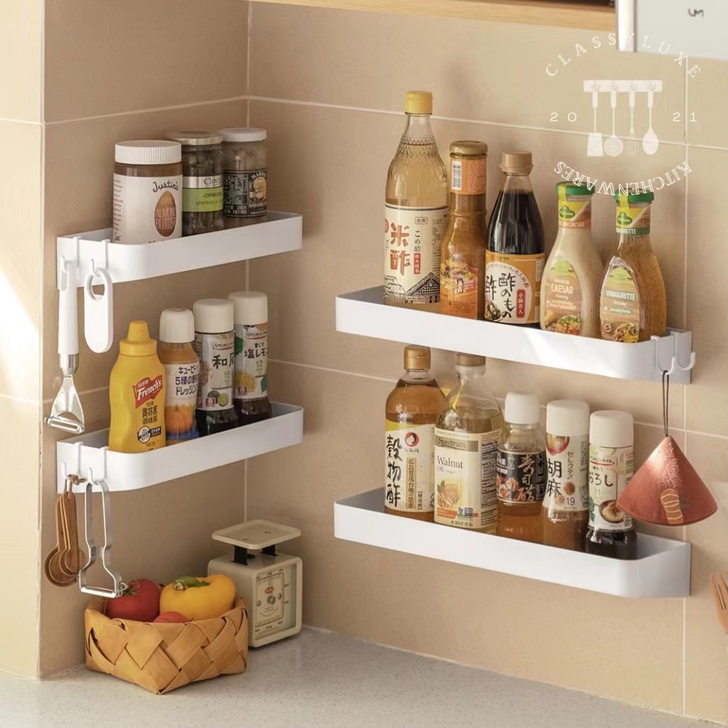 KITkitchen Kitchen Storage Rack Hook Condiment Rack Punch-free Wall ...