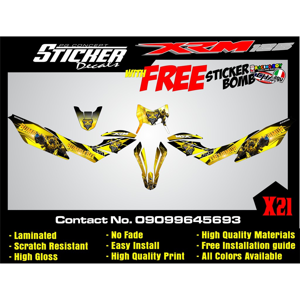 Honda XRM 125 carb full set sticker decals Batch 1 | Shopee Philippines