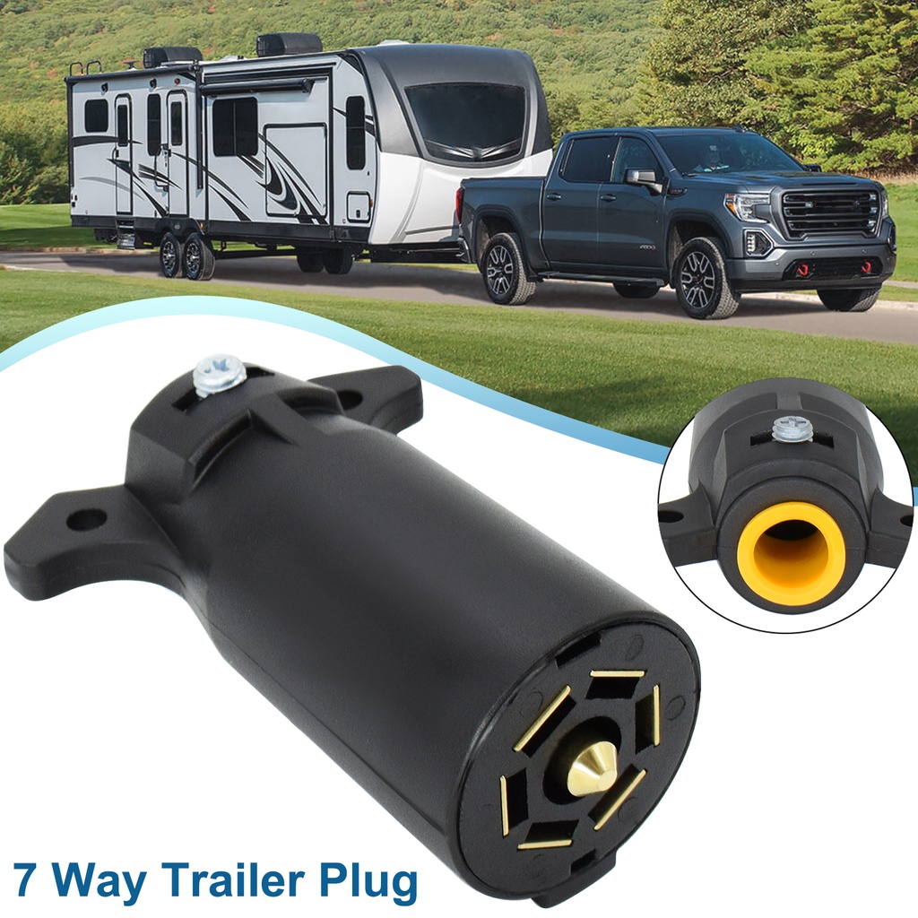 7 Way Trailer Towing Blade Round Socket Plug Connector 12V 7 PIN Plug ...