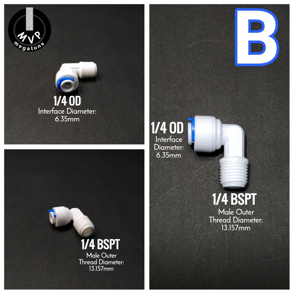 RO Fittings Elbow Male Adapter BSPT Quick Connect 1/4OD 3/8OD Reverse ...