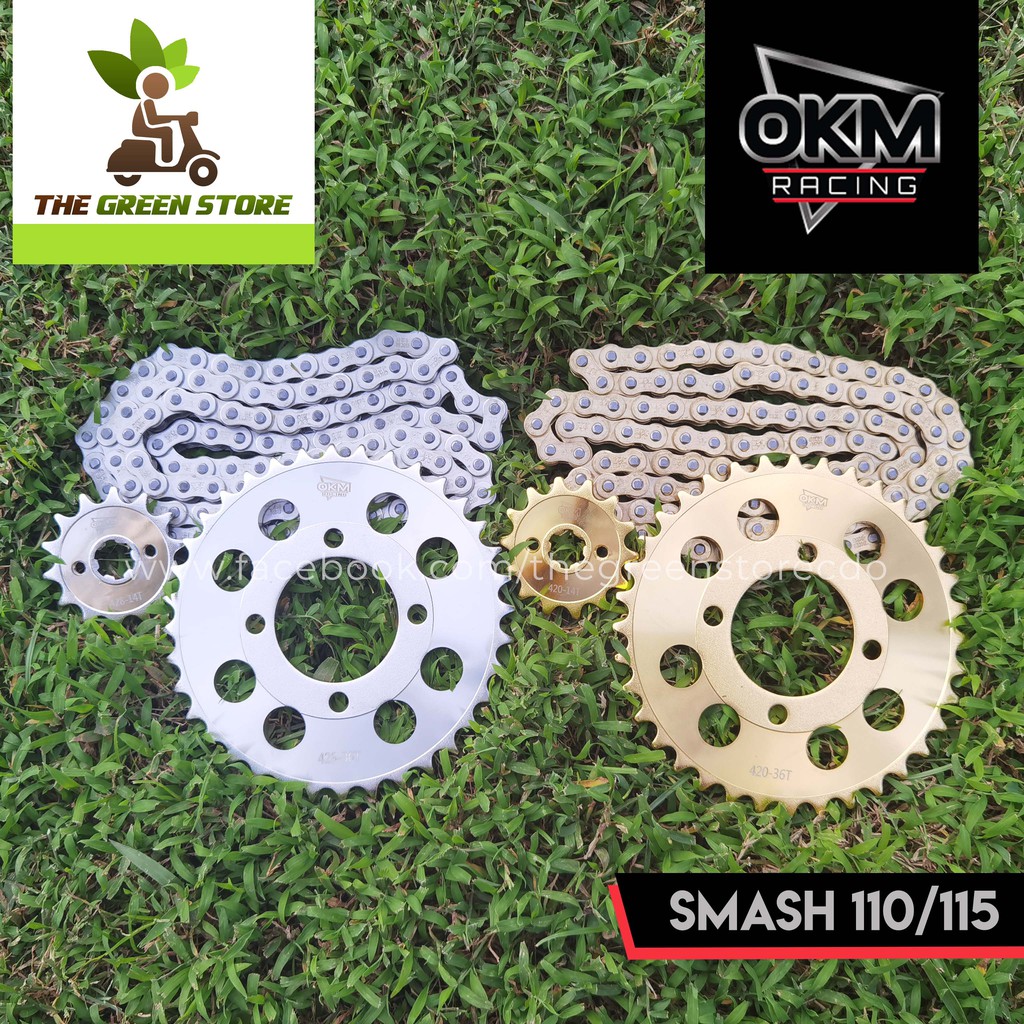 OKM Racing Chain & Sprocket Set ( Smash 110 / 115 ) Available in Chrome ...