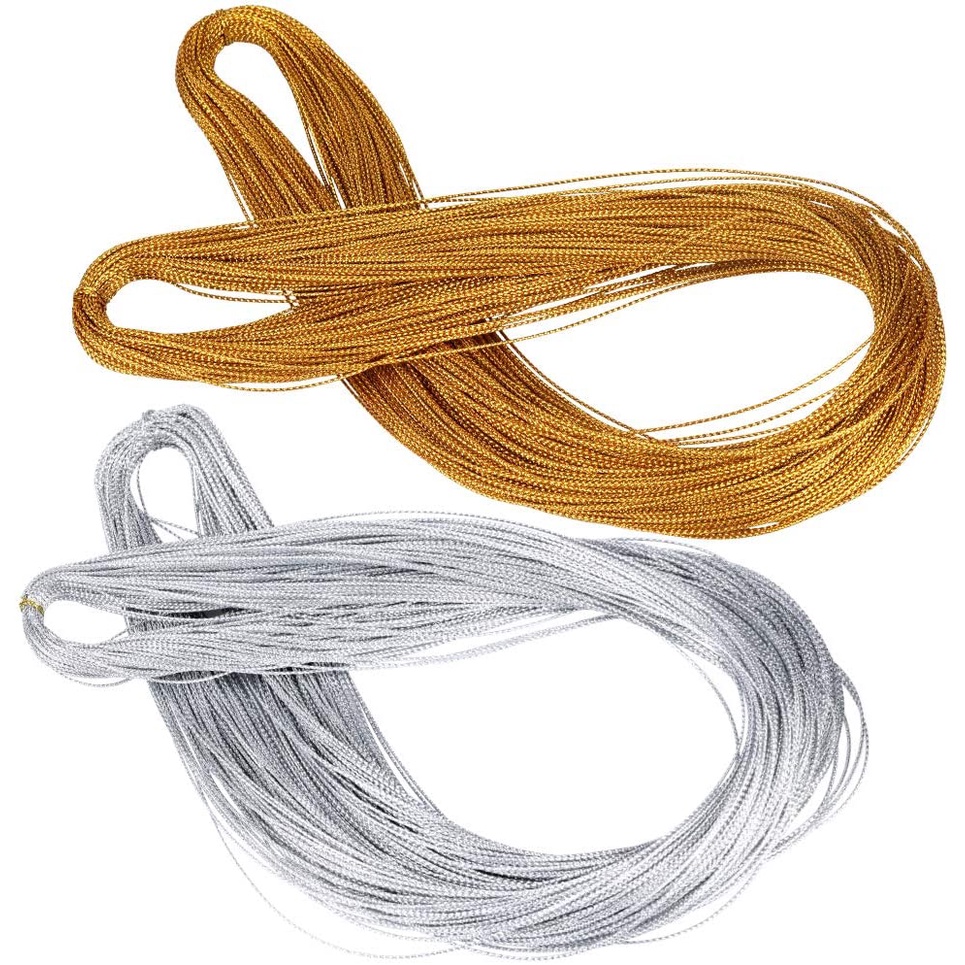 Metallic Gold Silver String / Cord for gift tag 5/10 yards Hang Thank ...
