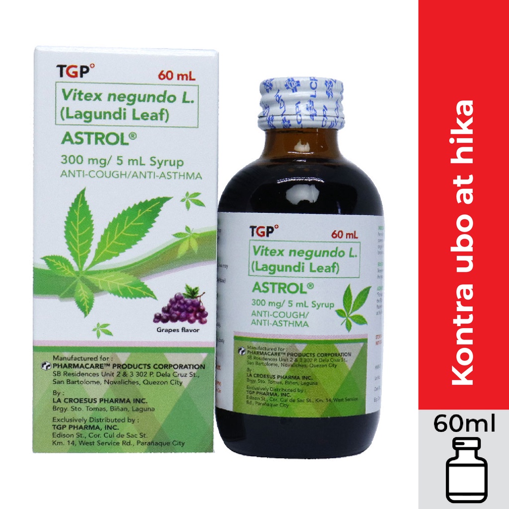 ASTROL TGP Vitex neg L.Lagundi Leaf 300mg/5ml 60ml Syrup 1 bottle ...