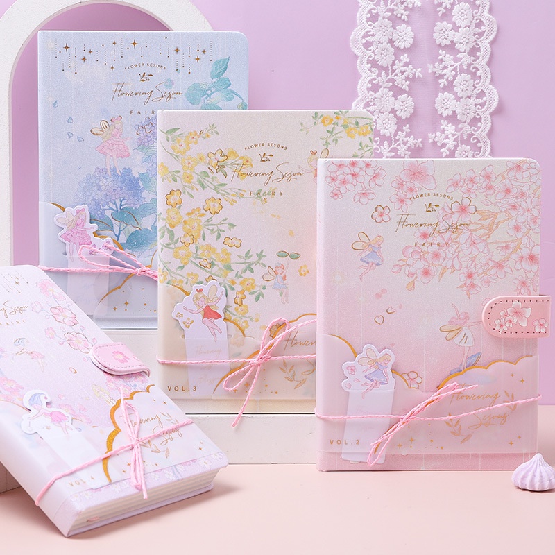 Jingu Japanese ins Flower Moon Elf Girl Cartoon 32K Hard bound Buckle ...