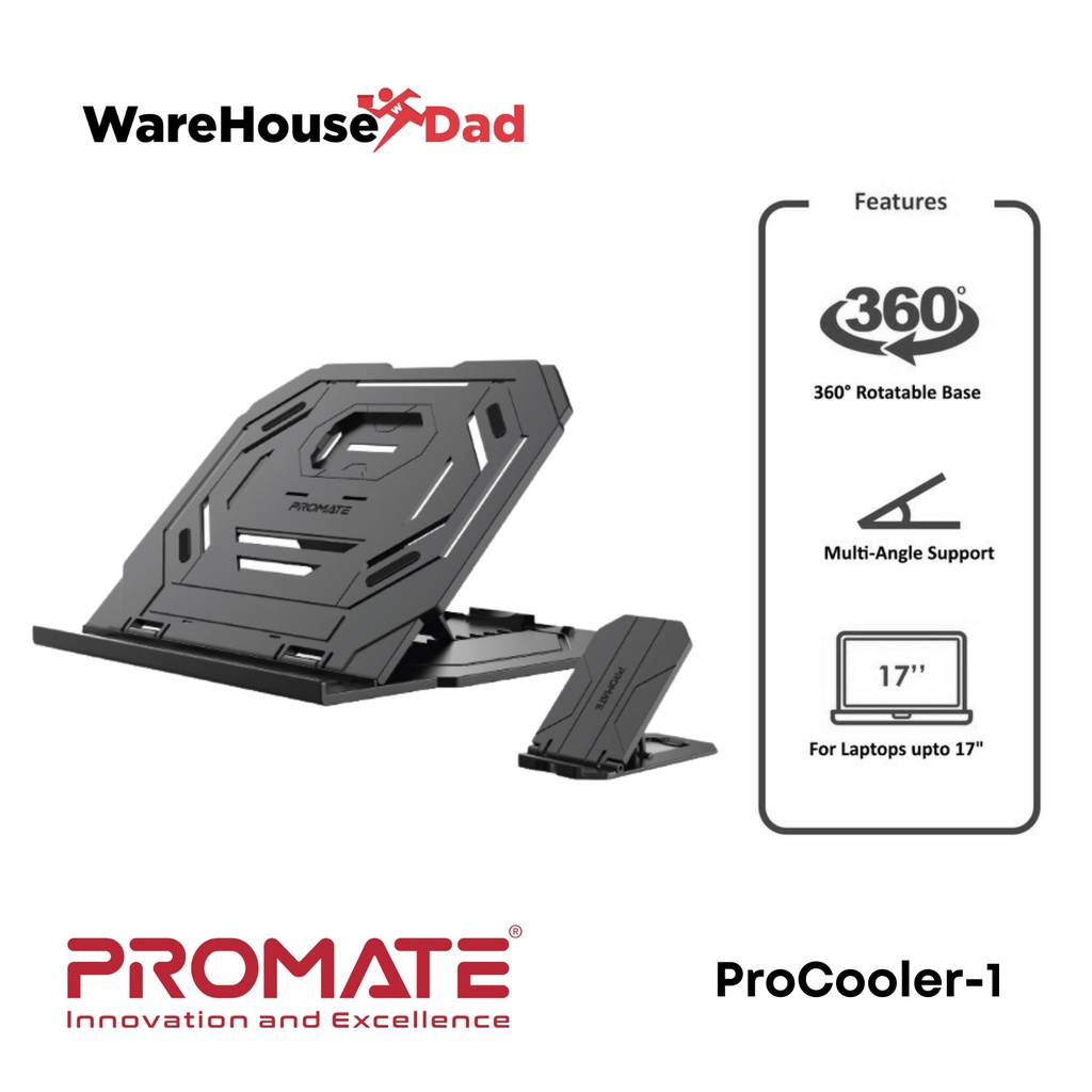 Promate ProCooler-1 Foldable Laptop and Smartphone Riser Stand | Shopee ...