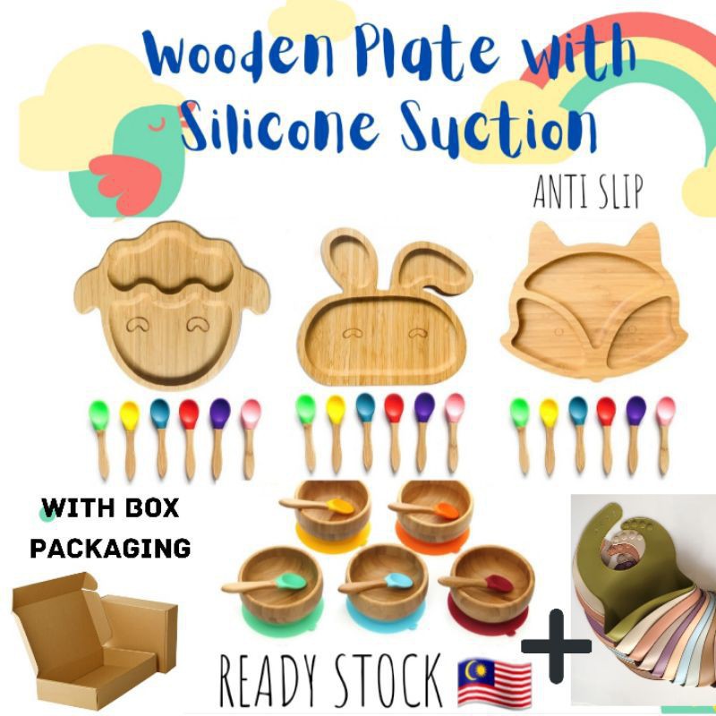 Wooden bamboo board wooden plate for baby feeding baby led weaning ...