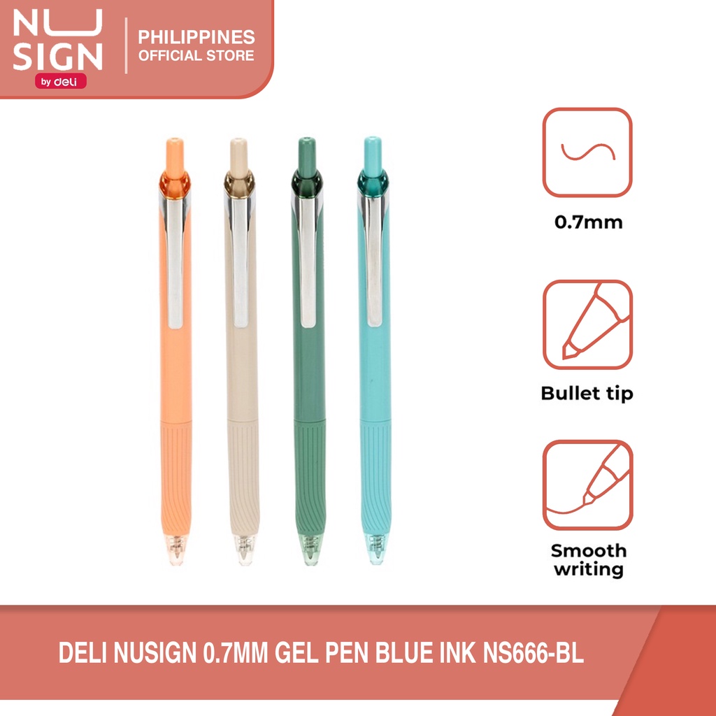 Deli ENS666-BL NuSign 0.7mm Gel Pen Blue Ink [79ENS666-BL] | Shopee Philippines
