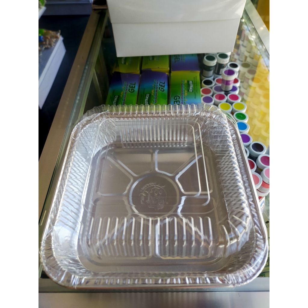 Aluminum Square Pan with lid 8x8x2 sold per 10pcs | Shopee Philippines