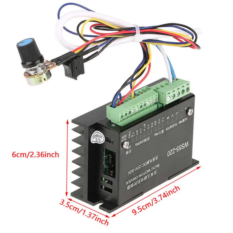 WS55-220 DC 48V 500W CNC Brushless Spindle BLDC Motor Driver Controller ...