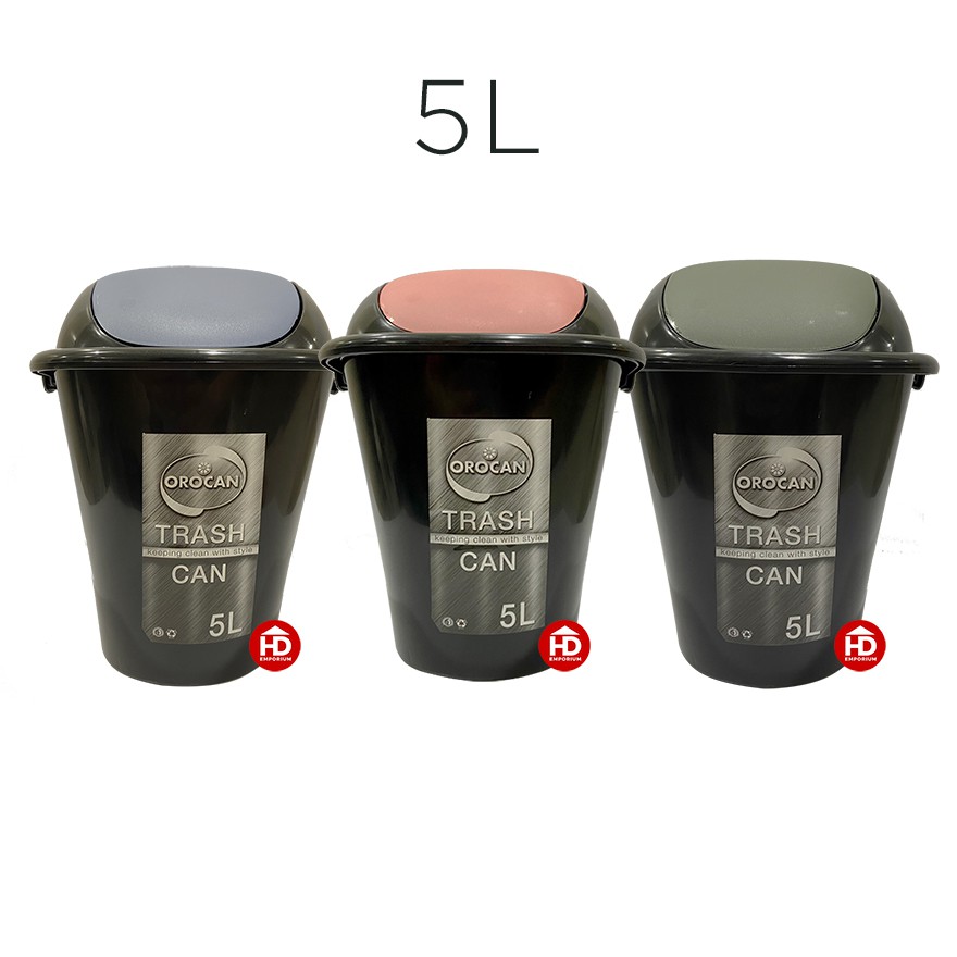 Orocan 5L Trash Can Swing type cover #8801 garbage can waste bin ...