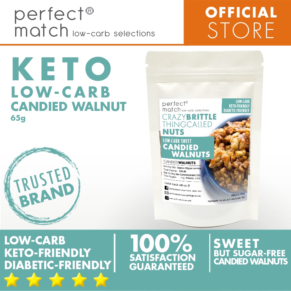 PerfectMatch Low-carb® l Keto Candied Walnut Brittle l 65g l Sugar-free ...