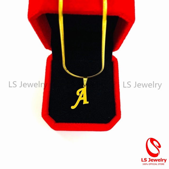 LS jewelry Stainless Gold Necklace Letters SnakeChain for unisex 2591n ...