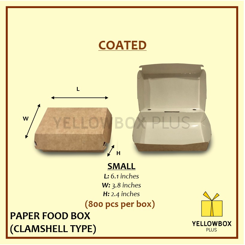 800pcs small Coated or Laminated Paper Food Meal Box Clamshell ...