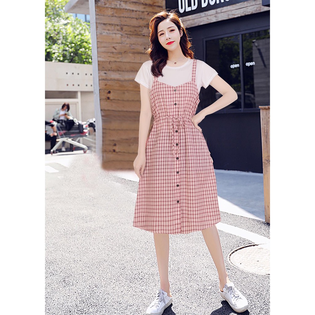 Miki-Shop * Long Skirt 2 Pieces Free Inner Shirt Slit With Open Buttons ...