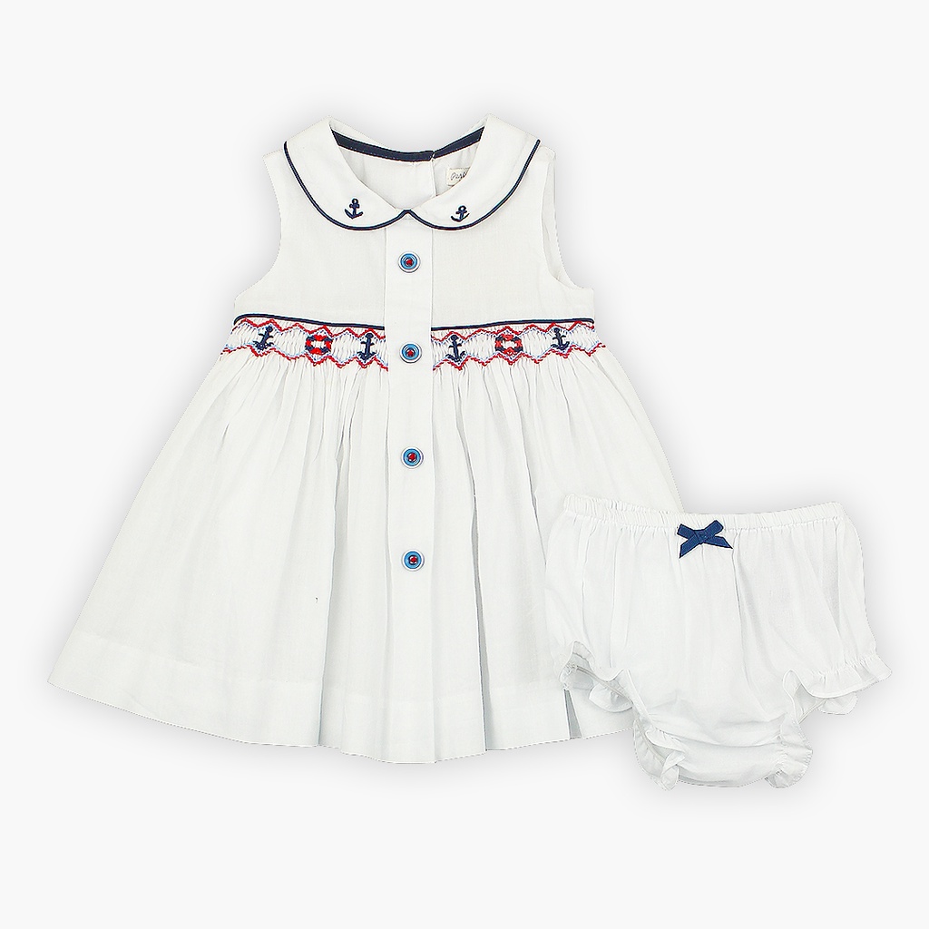 Periwinkle Baby Girl Flora Infant Set White Dress With Diaper Cover ...
