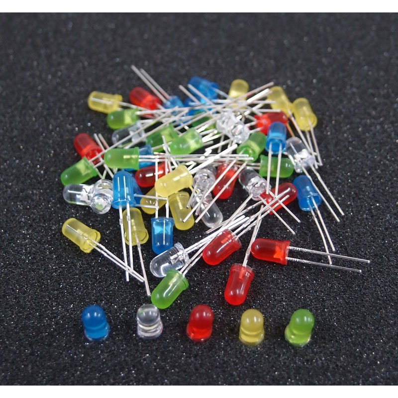 10Pcs 5mm Led Kit Color Red Green Yellow Blue White LED | Shopee ...