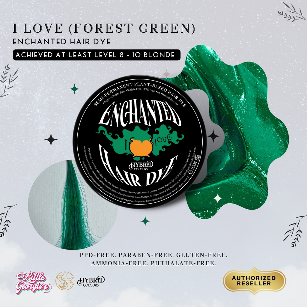 Hybrid Colours Enchanted Hair Dye - I LOVE (Forest Green) 100g [Organic ...